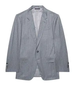 TOM FORD Wool Pinstripe Colbert Blazer - Grey