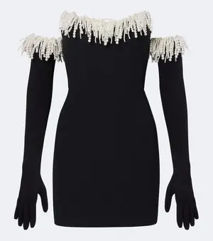 David Koma Embellished Fringed Bustier Minidress - Black