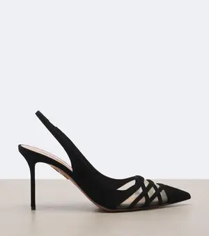 AQUAZZURA Perfect Match Suede Slingback Pumps - Black