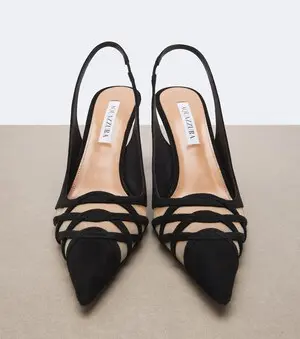 AQUAZZURA Perfect Match Suede Slingback Pumps - Black