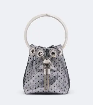 JIMMY CHOO Bon Bon Micro Polka-dot Bucket Bag