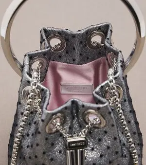 JIMMY CHOO Bon Bon Micro Polka-dot Bucket Bag