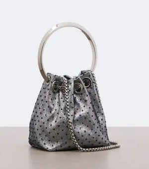 JIMMY CHOO Bon Bon Micro Polka-dot Bucket Bag