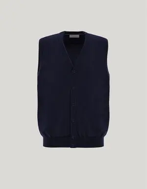 Canali Nuvola Navy Cashmere Vest - Blue