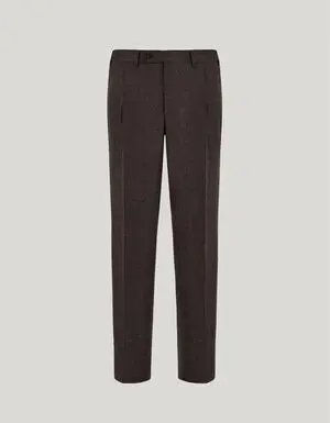 Canali Wool Flannel Regular-fit Tapered Pants - Brown