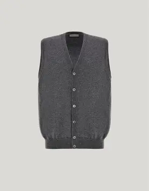 Canali Nuvola Anthracite Melange Cashmere Vest - Grey