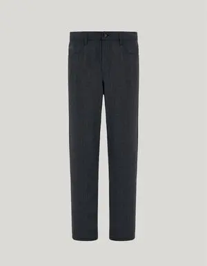Canali Levante Anthracite Melange Impeccabile Wool Regular-fit Pants - Grey