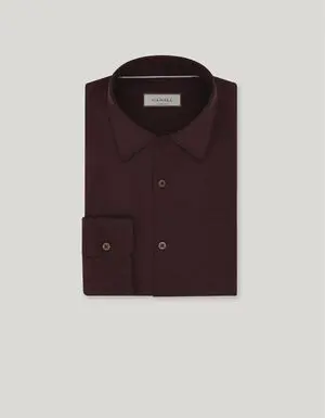 Canali Burgundy Impeccabile Jersey Wool Regular-fit Shirt - Red