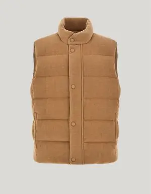 Canali Camel-colored Wool And Camel Corduroy Vest