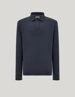 Canali Nuvola Navy Cotton Interlock Jersey Regular-fit Polo Shirt - Blue