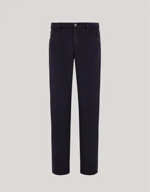 Canali Levante Navy Cotton And Cashmere Gabardine Regular-fit Pants - Blue