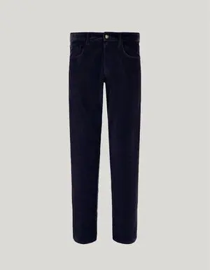 Canali Navy Comfort Cotton Velvet Regular-fit 5-pocket Pants - Blue