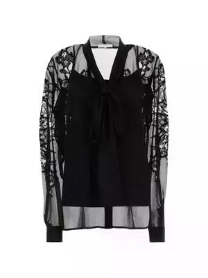 Costarellos Lace-panelled Silk Blouse - Black