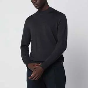 DRUMOHR Charcoal Wool Mini Ribbed Crewneck Sweater - Grey