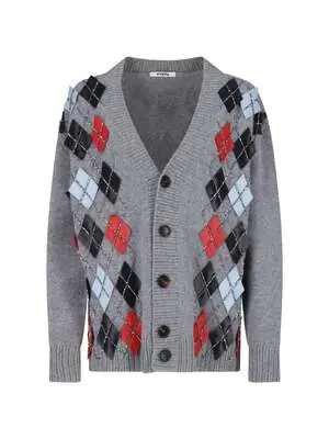 Vivetta Argyle Embellished Wool Cardigan - Grey