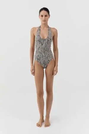 ST. AGNI 90s Halter One Piece - Python
