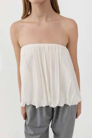ST. AGNI Strapless Balloon Top - Talco