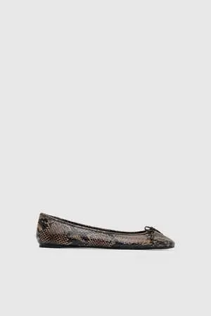 ST. AGNI Bow Ballet Flat - Python Embossed