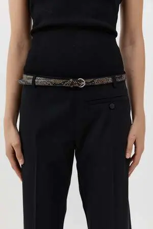 ST. AGNI Minimal Slim Belt Python Embossed