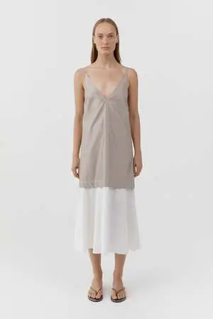 ST. AGNI Paper Taffeta Petticoat Dress - Fog