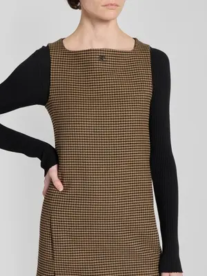 COURREGES Houndstooth Twill Slit Mini Dress