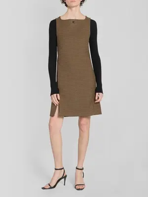 COURREGES Houndstooth Twill Slit Mini Dress