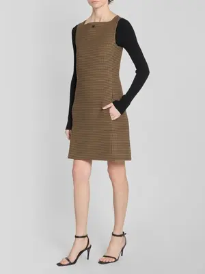 COURREGES Houndstooth Twill Slit Mini Dress