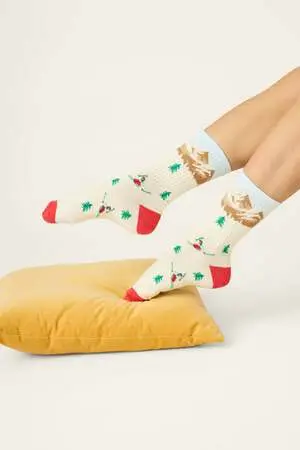 PJ Salvage Snowy Mountainscape Crew Socks - Multi