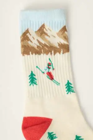 PJ Salvage Snowy Mountainscape Crew Socks