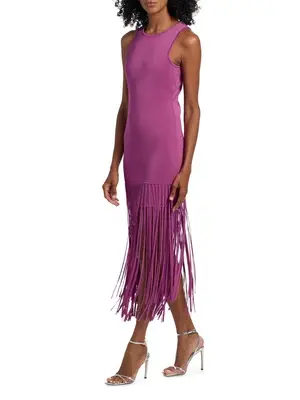 TOCCIN Margaux Fringe-accented Midi-dress