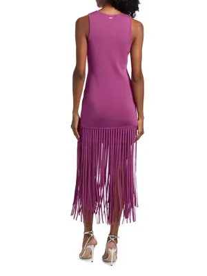 TOCCIN Margaux Fringe-accented Midi-dress