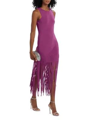 TOCCIN Margaux Fringe-accented Midi-dress
