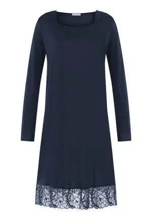 Hanro Azelia Floral Lace Tencel Nightgown - Deep Navy