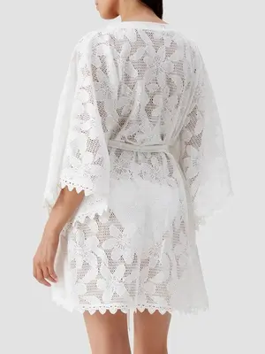 Melissa Odabash Petra Crochet Mini Caftan Dress