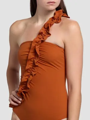 Ulla Johnson Capri Ruffled One-shoulder One-piece Swimsuit - Sienna