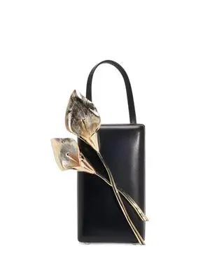Carolina Herrera Josefina Calla Lily Leather Tote Bag - Black