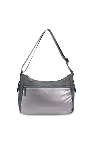 CAMPO MARZIO ROMA 1933 Leia Lightweight Shoulder Bag With Adjustable Handles & Glossy Accent - Graphite Grey
