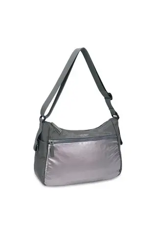 CAMPO MARZIO ROMA 1933 Leia Lightweight Shoulder Bag With Adjustable Handles & Glossy Accent - Graphite Grey