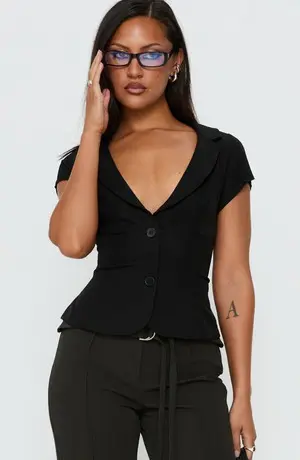 Princess Polly Alexandrea Plunge Button Up Top