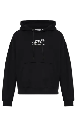 L/AB C/O OFF-WHITE Oversized Hoodie With Hood - Black