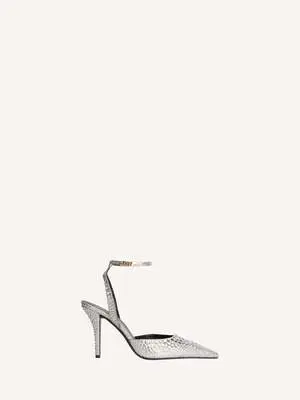 Balmain Strappy Satin Courts With Crystals
