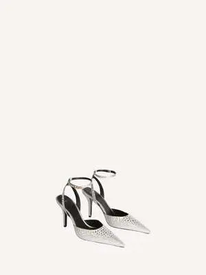 Balmain Strappy Satin Courts With Crystals