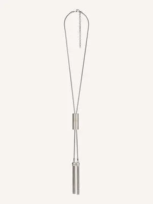 Balmain Long Brass Tassel Necklace - Silver