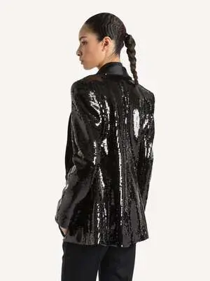 Balmain 1-button Satin Jacket With Sequins