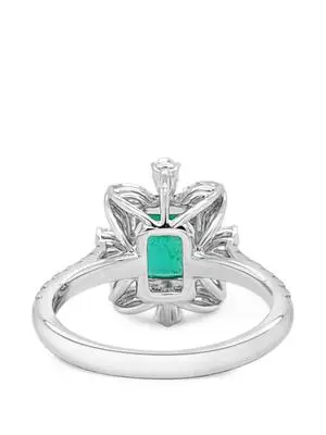 HYT JEWELRY Emerald And Diamond Ring - Silver