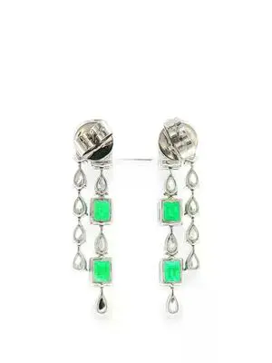 HYT JEWELRY Emerald And Diamond Dangle Earrings