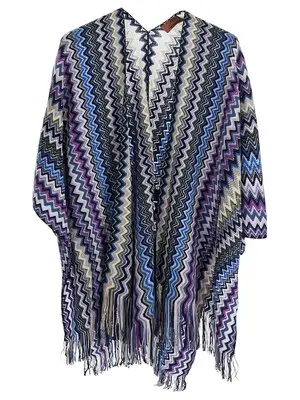 Missoni Zig-zag Knit Poncho With Fringe