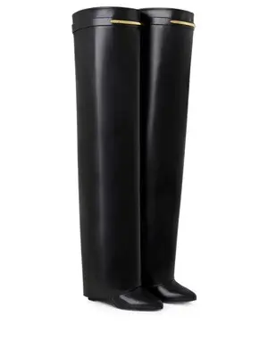 Givenchy Over-the-knee Cuissard Shark Pinch Leather Boots - Black
