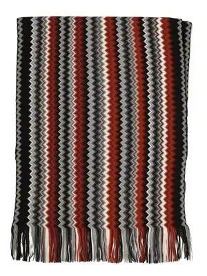 Missoni Zig-zag Knit Scarf With Fringes - Red