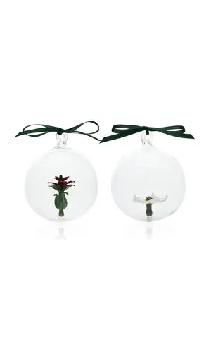 MODA DOMUS Set-of-two Handmade Glass Christmas Ornaments - Multi